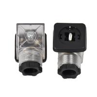 China 0.2A Black IP67 Solenoid Valve Connector 24V Threaded for Industrial Automation for sale