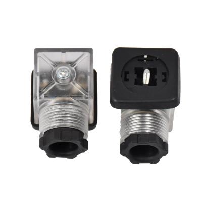 China 0.2A Black IP67 Solenoid Valve Connector 24V Threaded for Industrial Automation for sale