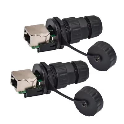 China Cat6a RJ45 Plastic Enclosed Panel Connector IP68 Waterproof for Outdoor Ethernet LAN Cable for sale