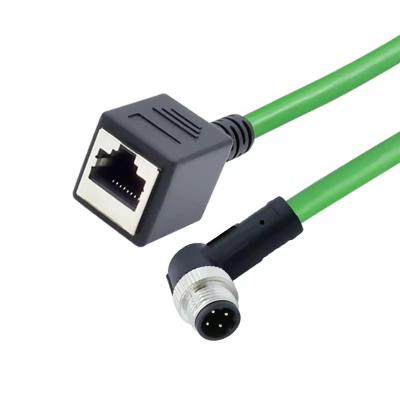 China Rigoal M12 to RJ45 Ethernet Cable Connector 4-Pin IP67 Waterproof 250V Rated for Industrial Networks for sale