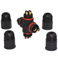 China Rigoal L20 3 Pin Waterproof Power Connector 20A 250V AC IP68 Black Coating for LED Solar for sale