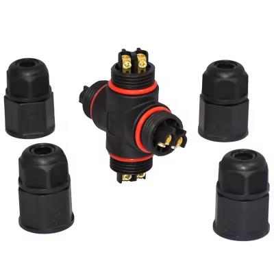 China Rigoal L20 3 Pin Waterproof Power Connector 20A 250V AC IP68 Black Coating for LED Solar for sale