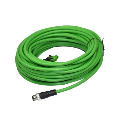 China IP67 M12 D Code to RJ45 Male Ethernet Cable 1m Cat5e S/FTP for sale