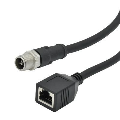 China M12 to RJ45 Ethernet Cable 4Pin 8Pin D X Code IP68 Waterproof for Industrial Camera Machine Vision for sale
