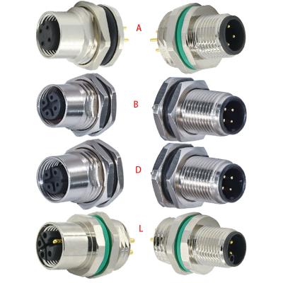 China M12 IP67 IP68 Waterproof Connector Male Female 3-17 Pin Automotive 30V-250V for sale