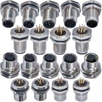 China M12 A Code Waterproof Connector 3-17 Pin IP67/IP68 DIN Panel Mount for sale