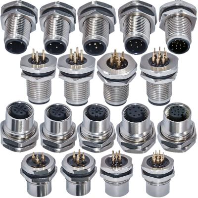China M12 A Code Waterproof Connector 3-17 Pin IP67/IP68 DIN Panel Mount for sale