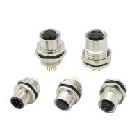 China M12 Panel Mount Connector IP67 Waterproof 3-17 Pin A B D Code IEC 61076-2-104 for sale