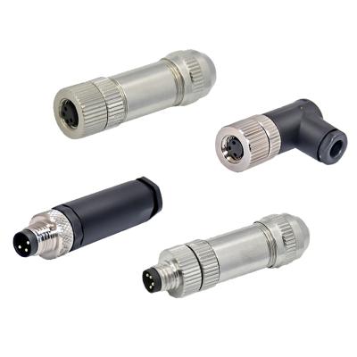 China IP68 Waterproof M8 Circular Connector 3-8 Pin 30V 60V Male Female Screw Assembly for sale