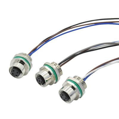 China M12 Waterproof Panel Mount Connector IP67 IP68 Female Male A B D Coding -25C to 85C for sale