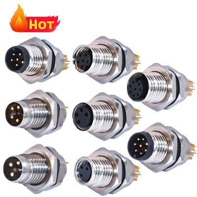 China Rigoal M8 Waterproof Circular Connector IP67 IP68 250V 4A Brass Gold Plated 3 4 5 6 8 Pin for sale