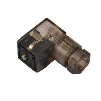 China Transparent Solenoid Valve Connector with LED Indicator 24V DC 6A IP65 DIN 43650 A Female for sale