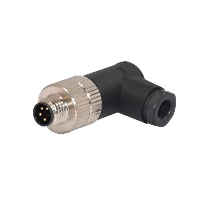 China M8 Waterproof Connector 90 Degree 4 Pin Male to Male 60V IP67 for Automation for sale