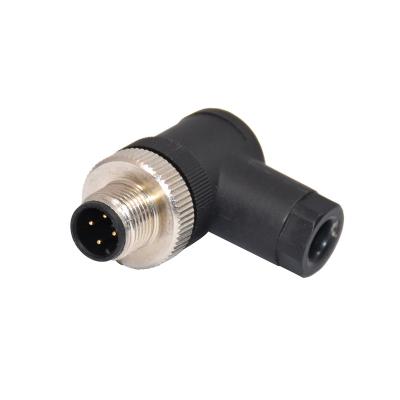 China M12 90 Degree Male 4 Pin Field Wirable Screw Connector IP67 4A 350V for sale