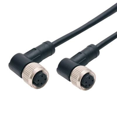 China 250V M12 Waterproof Connector IP67 Rated 4-Pin Female 90 Degree A-Coding Industrial Connector for sale