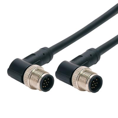 China M12 8-Pin Right Angle Waterproof Power Connector - 60V 2A Rating, IP67 Protection for Industrial Automation for sale