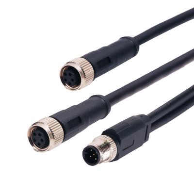 China M12 Waterproof Connector 3-12 Pin Signal Cable with IP67 Rating, 300V DC / 4A Current for Industrial Automation for sale
