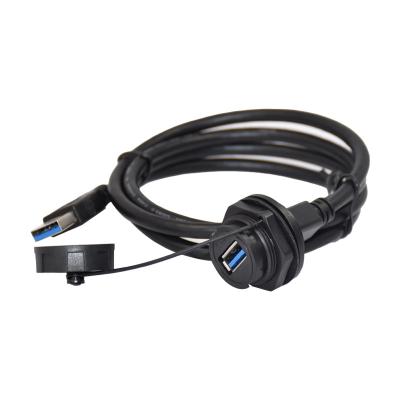 China USB 3.0 Male to Female Panel Mount Connector IP67 Waterproof 1.5A Current Rating for Industrial Applications for sale