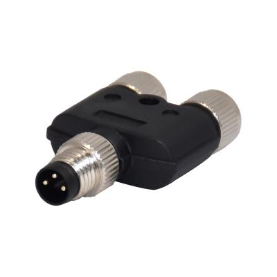 China M8 Y Type 3 Pin IP68 Waterproof Connector Straight Orientation 4A 250V Industrial Adapter for sale
