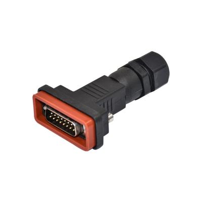 China IP68 Industrial Ethernet Connector D-SUB 15 Pins Male Assembly Waterproof 300V 5A Rating for sale