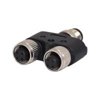 China M12 Waterproof Connector A Coding 4pins 5pins Circular Female Y Type Assembly Connector for sale
