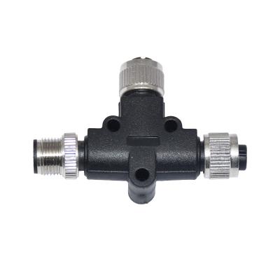 China M12 Waterproof Connector A Coding 4-Pin Male T-Type with IP67/68 Rating and 4A Current Capacity for sale