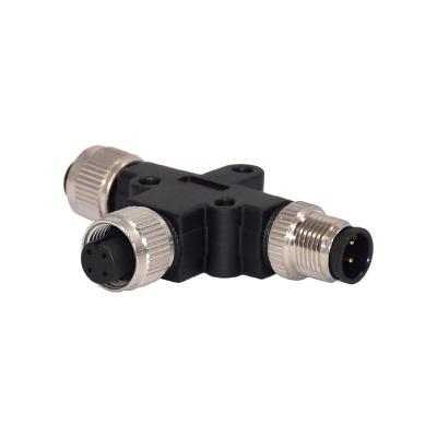 China Rigoal M12 T Type Waterproof Connector 4 Pins Female to Male IP68 4A 60V for sale