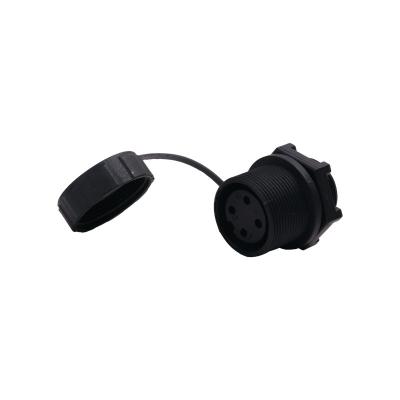 China Female 4-Pin IP68 Waterproof Circular Panel Mount Connector with 10A Current Rating and Φ3-7mm Cable Range for sale