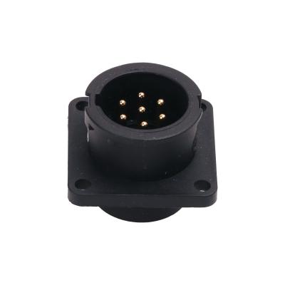 China Square Flange 7 Pin IP68 Waterproof Panel Mount Connector 10A Current Rating Φ3-7mm Cable OD for sale