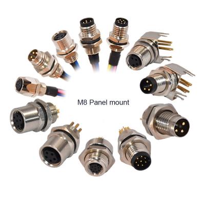 China M8 Panel Mount Waterproof Connector 3-12 Pins with PCB Solder Tail, IP67 Rated for -40°C to 85°C Industrial Use for sale