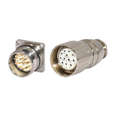 China M23 12-Pin IP67 Shielded Panel Mount Connector Female to Male 20A 300V Industrial Grade for sale