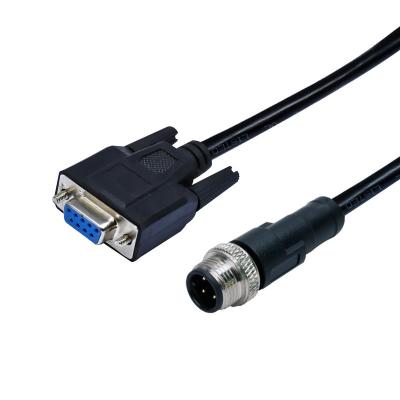 China M12 Male A Coding Straight Molding Waterproof Connector to D-Sub Female 9 Pins Cable IP67 30V for sale