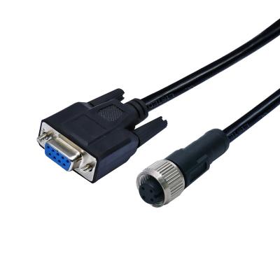China M12 Female 4-Pin A Code to D-Sub Female 9-Pin Waterproof Connector Cable IP67 30V for sale
