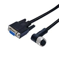 China Waterproof M12 Female 4 Pin 90 Degree A Code to D-Sub 9 Pin Connector IP67 30V for sale