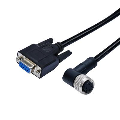 China Waterproof M12 Female 4 Pin 90 Degree A Code to D-Sub 9 Pin Connector IP67 30V for sale