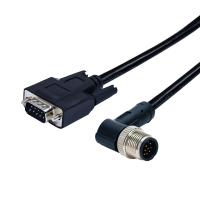 China D-Sub Male 9 Pins Cable to M12 Right Angle Molding 9 Pins Waterproof Sensor Connector IP67 30V for sale