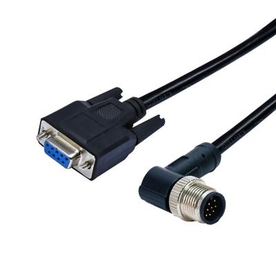 China D-Sub Female 9 Pin to M12 Waterproof Right Angle Male Connector Sensor IP67 30V for sale