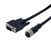 China M12 A Code Female 4 Pins to D-Sub Male 9 Pins Molded Waterproof Connector Cable IP67 30V for sale