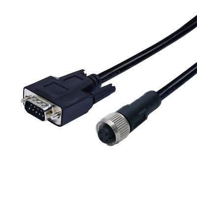 China M12 A Code Female 4 Pins to D-Sub Male 9 Pins Molded Waterproof Connector Cable IP67 30V for sale