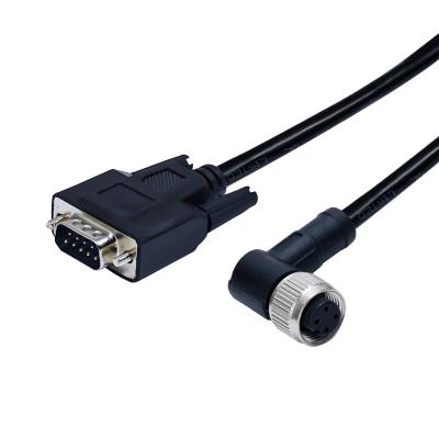 China D-Sub Male 9 Pin to M12 Waterproof Straight 4 Pin Female Connector IP67 30V for sale