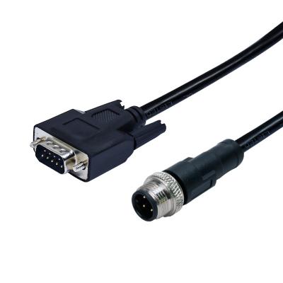 China M12 A Code 4 Pin Male to D-Sub 9 Pin Male Waterproof Cable IP67 30V for sale