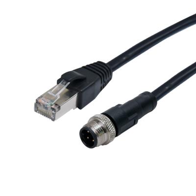 China Cat5e Industrial Ethernet Connector RJ45 to M12 A Code 3 Pin Male to Male IP68 1.5A for sale