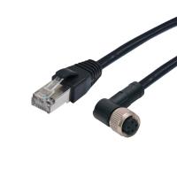 China Cat5e Industrial Ethernet Connector RJ45 to M12 90° Female IP68 Rated 100MHz 1.5A for sale