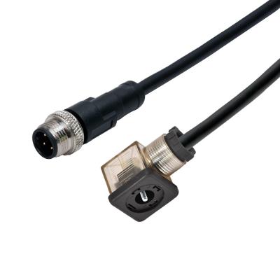China 250V 10A Solenoid Valve Connector A Type 3+PE Plug to M12 4 Pin Male Connector with Cable for sale