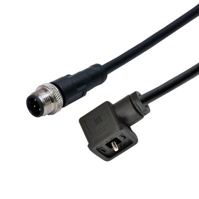 China M12 Molding 5 Pin Male Straight Waterproof Connector to Solenoid Valve A Coding 3+PE 10A 250V for sale