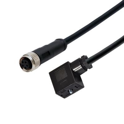 China M12 5 Pin A Code Female Straight Waterproof Connector to Solenoid Valve Type B 2+PE IP65 for sale