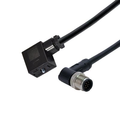 China M12 Waterproof 8 Pin Male Straight Connector to Solenoid Valve Type B 2+PE IP67 30V for sale
