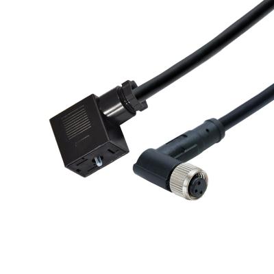 China M12 Waterproof Molding 3 Pin Female 90 Degree Connector to Solenoid Valve Type B IP67 30V for sale