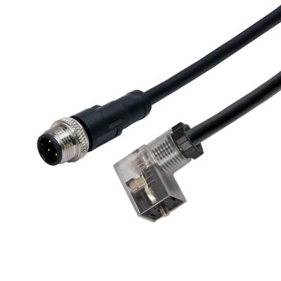 China M12 3 Pin Female A Coded LED Solenoid Valve Connector Waterproof IP67 30V 4A for sale