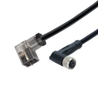China M12 3 Pin 90 Degree Female Connector Cable LED Solenoid Valve Type C IP67 30V 4A for sale